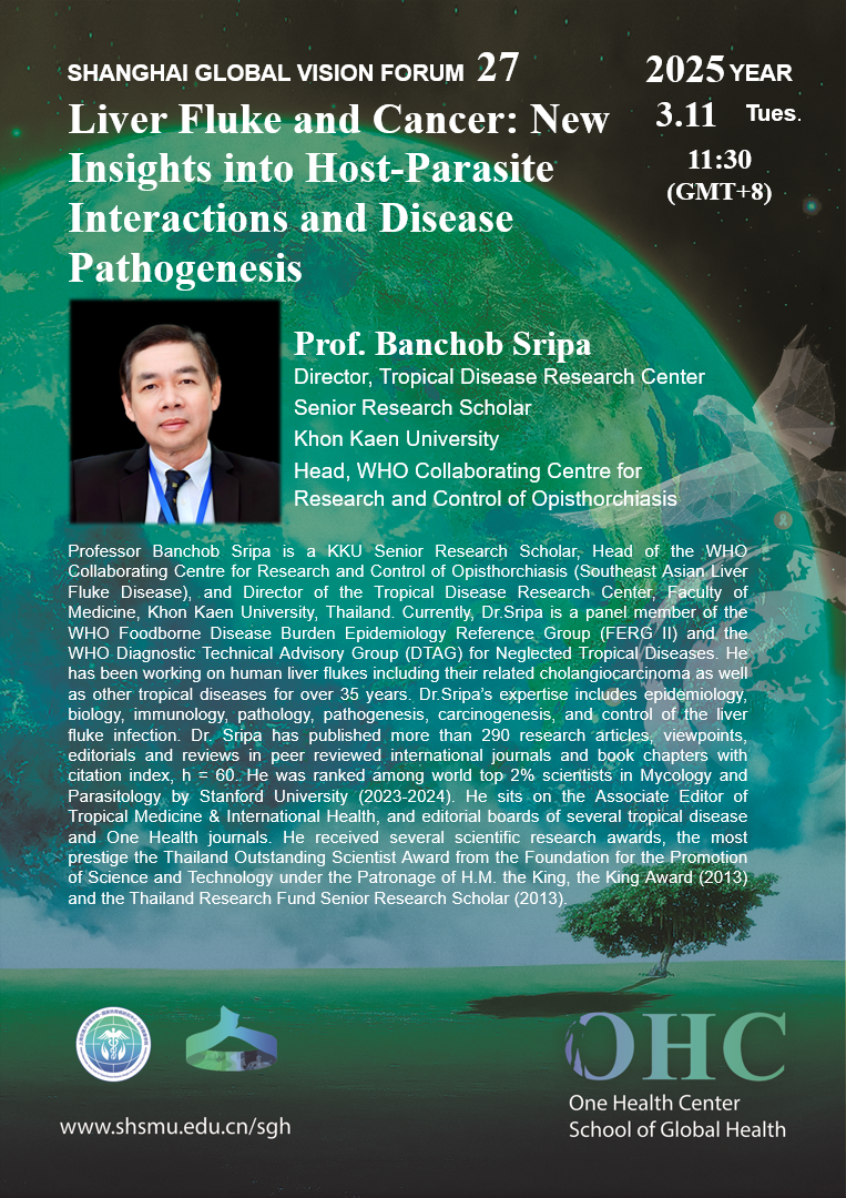 上海全球视野论坛第27期：Liver Fluke and Cancer: New Insights into Host-Parasite ...